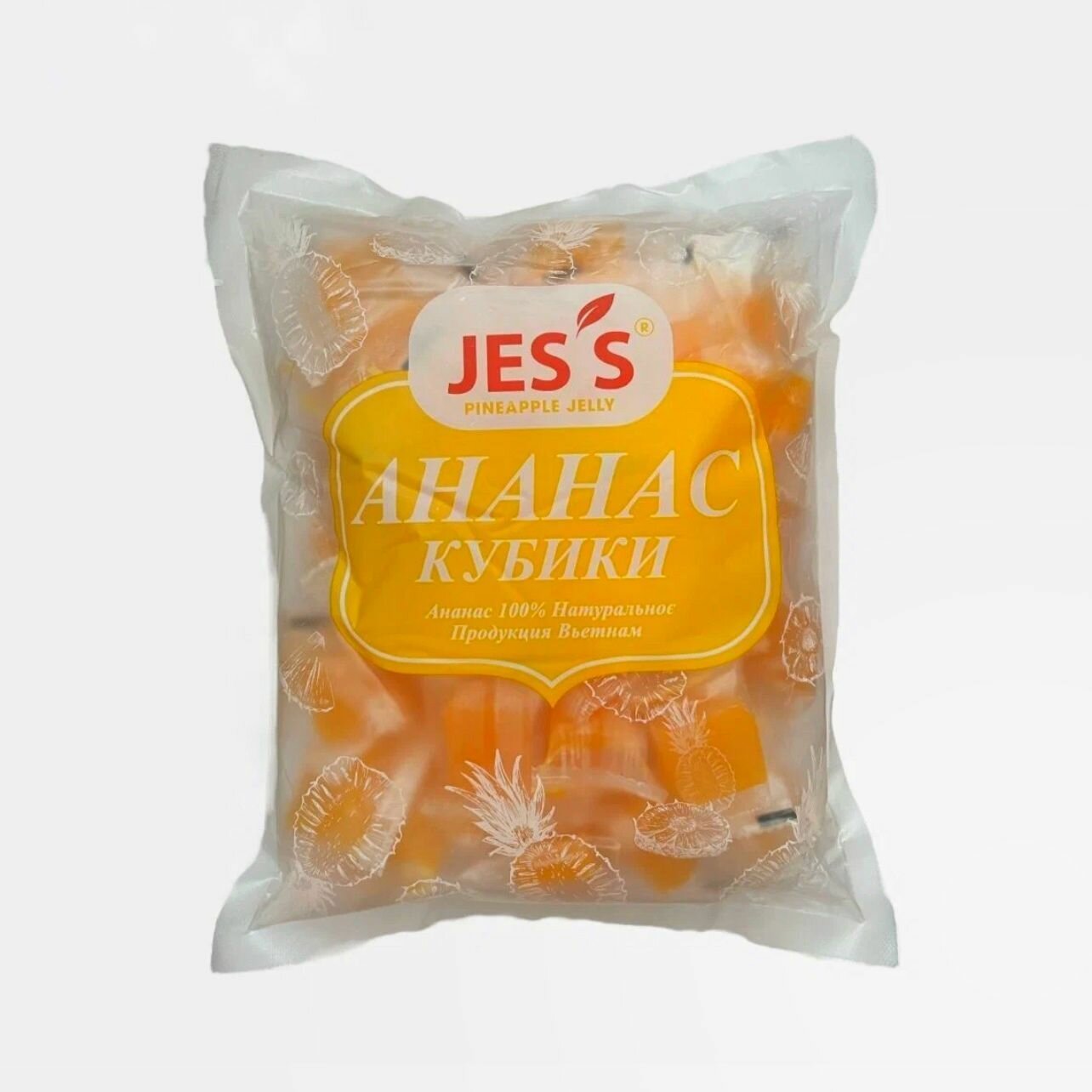 Жевательные конфеты, кубики JESS, со вкусом ананаса, 500 гр.