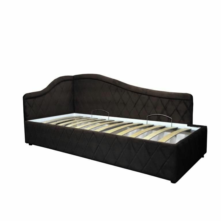 Кровать угловая без матраса велюр Форест венге Левый 80х190 см