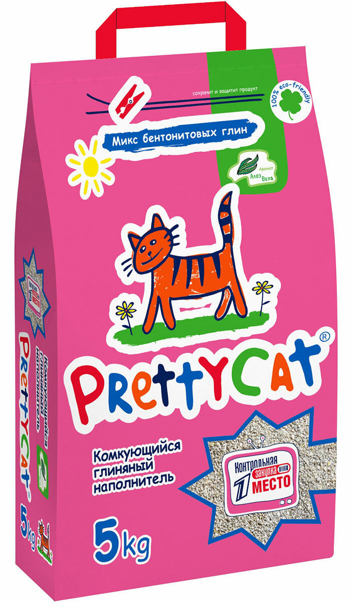 PRETTY CAT EURO MIX наполнитель комкующийся для туалета кошек с ароматом алоэ (5 кг)