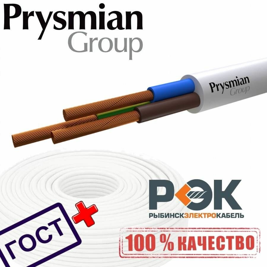 Провод ПВС 3х4 ГОСТ Белый РЭК-PRYSMIAN 0103060201 (10 Метров)