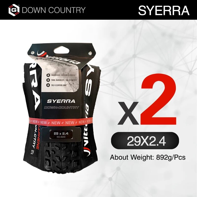 2x SYERRA Down Country 29x2.4, 892g/шт, черный