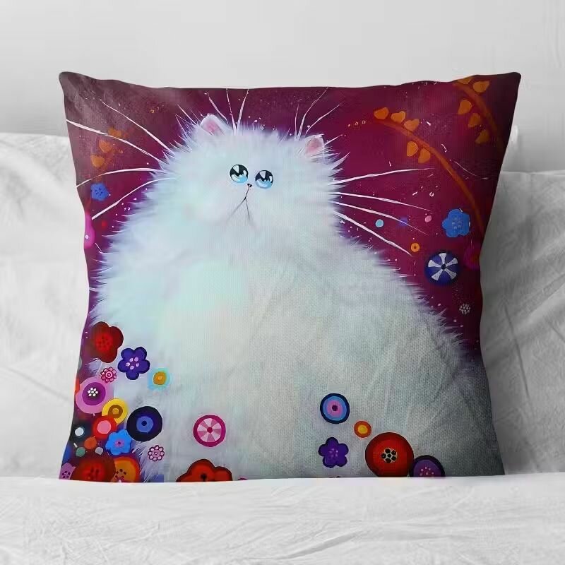 Чехол для подушки Белоснежная Кошечка 40х40 велюр