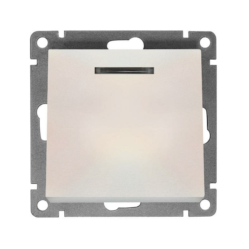 Выключатель 1-кл. СП Афина 10А IP20 с подсветкой механизм жемчуж. Universal A0121-OBr