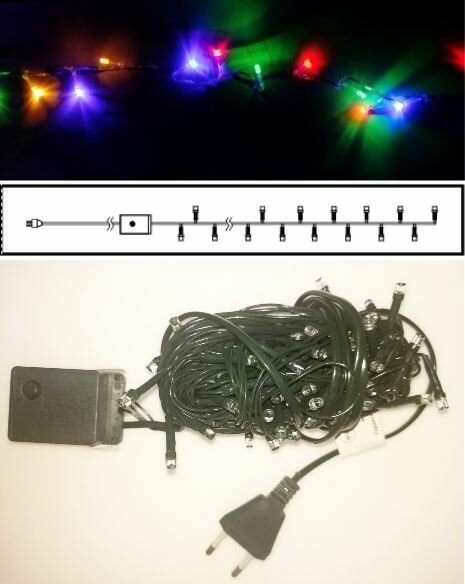 Ecola LED гирлянда 220V IP44 Нить 8м 120Led RGBW, 8 режимов, прозр. провод с вилкой