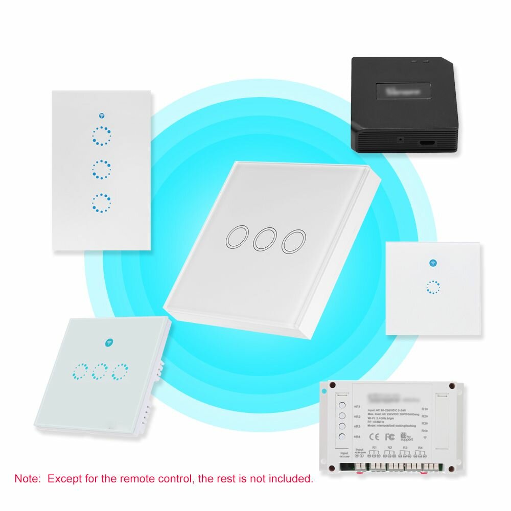 EWeLink 3CH T433, настенная сенсорная панель, 433 МГц, 3 группы, SONOFF RF, для лестничной лампы.