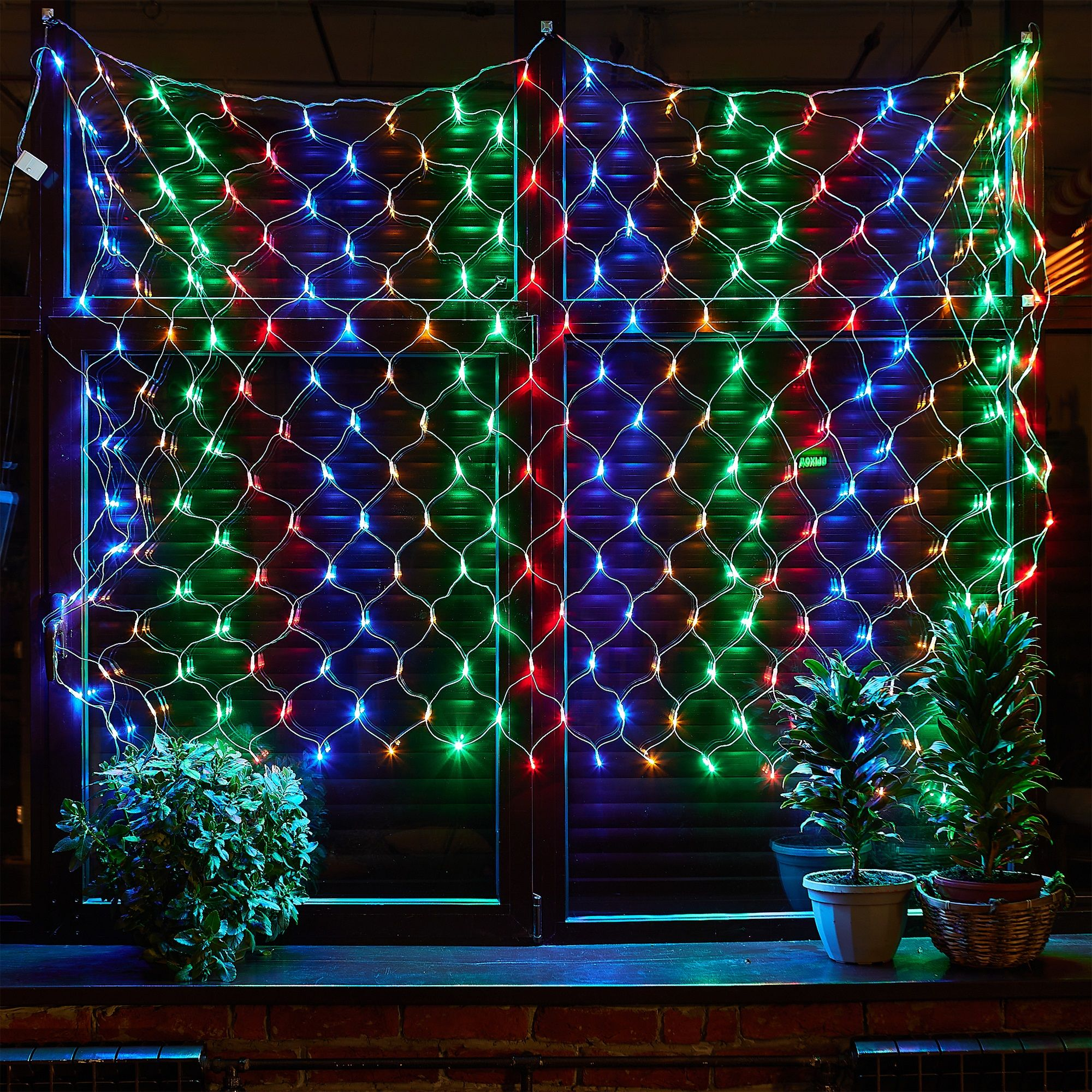 Гирлянда Uniel / Юниэль ULD-N2520-240/DTA MULTI Сетка с контроллером, пластик, 240 световых точек разноцветный, IP20, 2.5х2м / новогодние украшения для декора дома