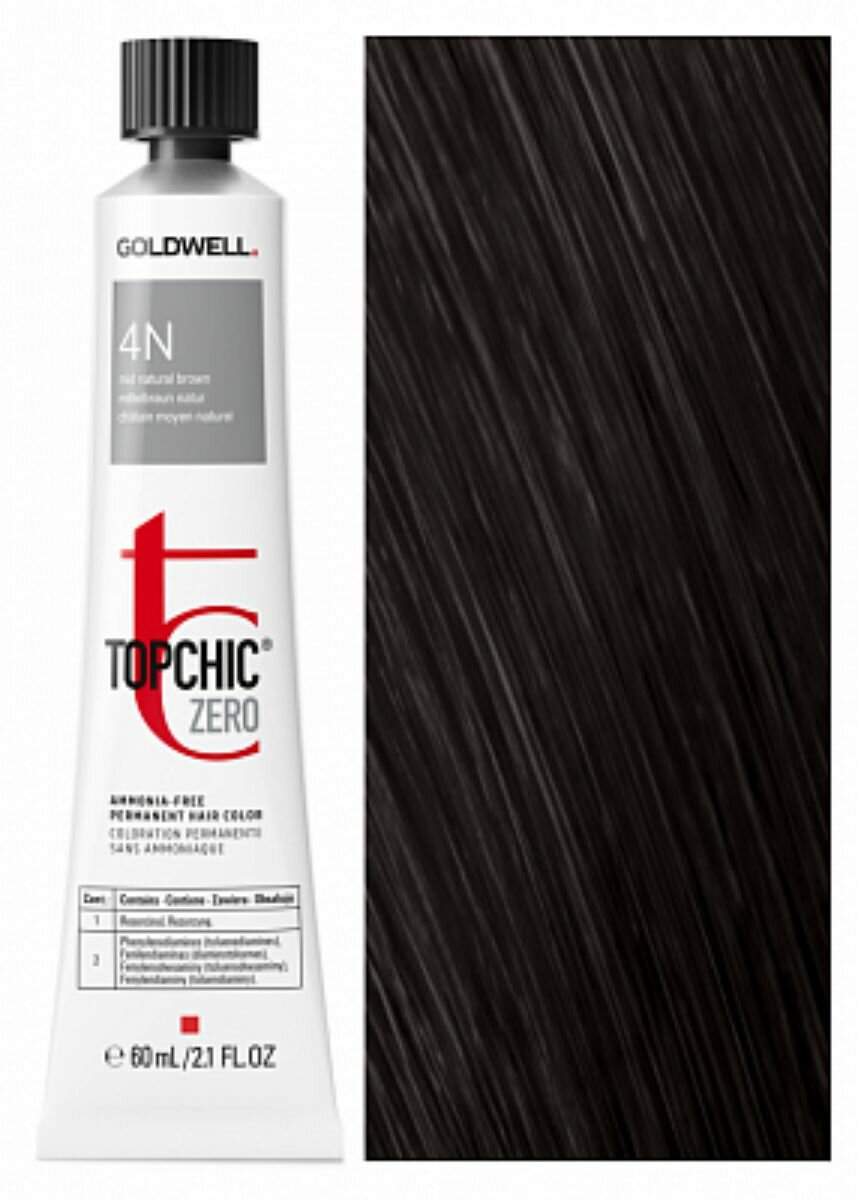 Goldwell TOPCHIC ZERO 4N Средне-коричневый Безаммиачная стойка краска для волос 60 мл