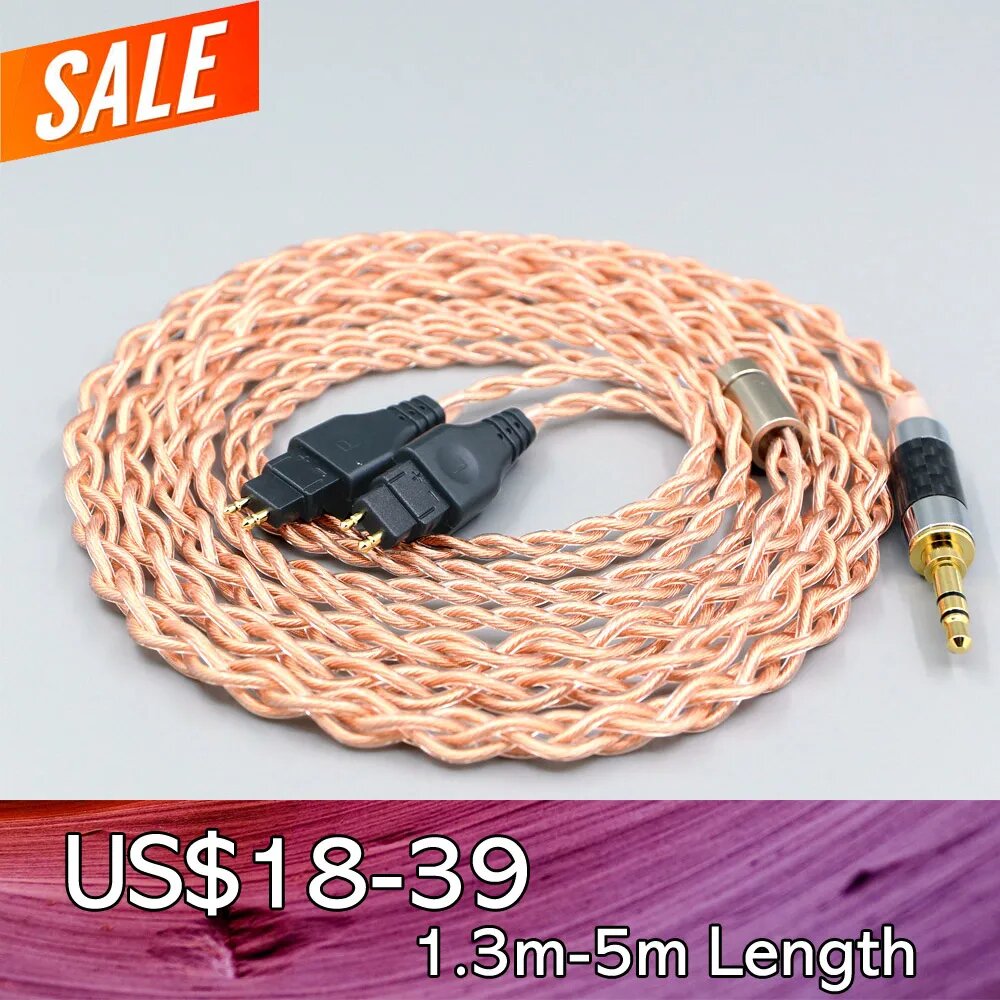 Плетеный кабель для Sennheiser, 2m, 4.4mm Male Plug, черный