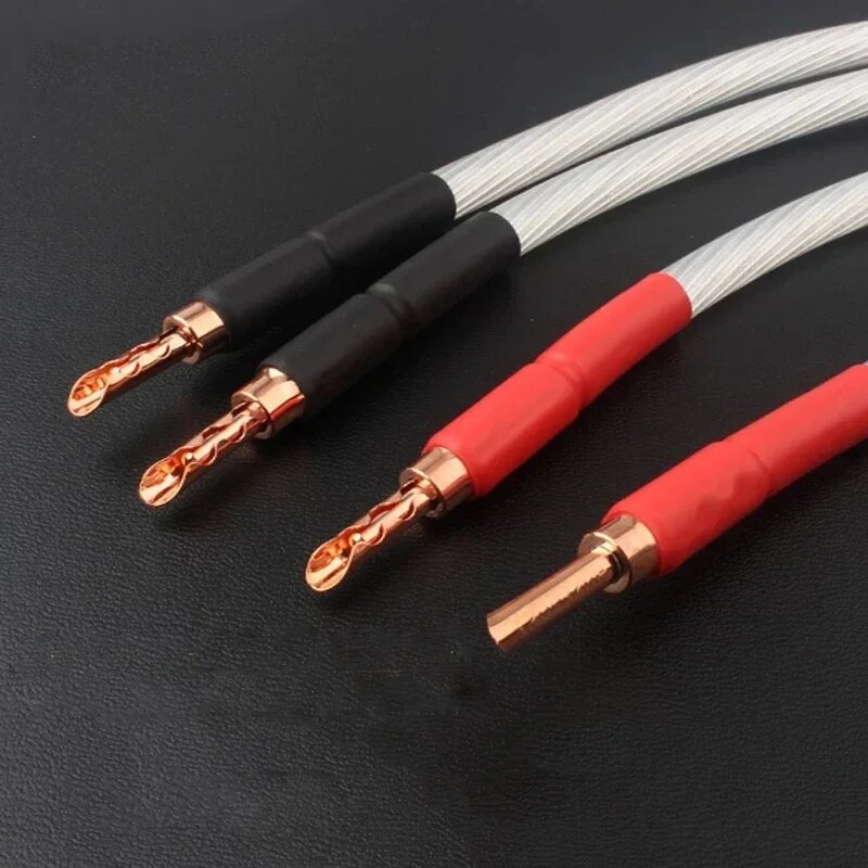 Audiocrast 4 шт. аудиокабель для динамиков 5N OCC посеребренный Y Spade к Y Banana to Banana, 50cm