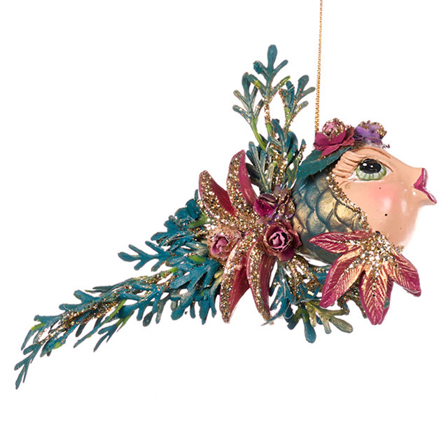 Елочная игрушка Рыбка Элоиса - Onda Floreale 17 см, подвеска, Goodwill, B88008-2