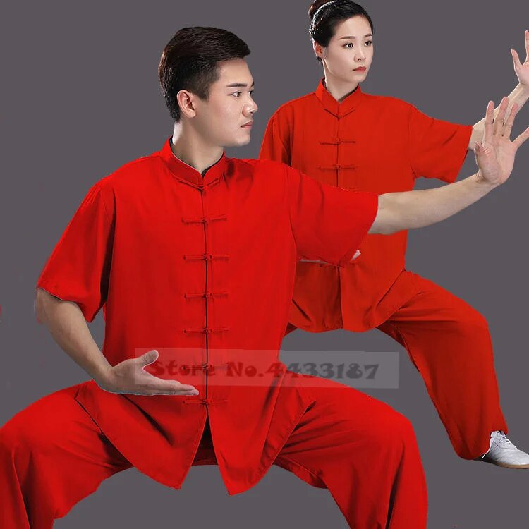 Китайский костюм Тан из вискозы черного цвета Красный, М, Red 3- unisex