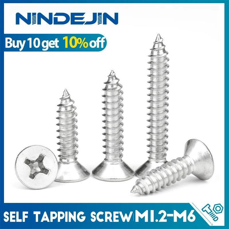 Саморезы NINDEJIN из нержавеющей стали M1.2-M6 M4 20pcs, 25 мм