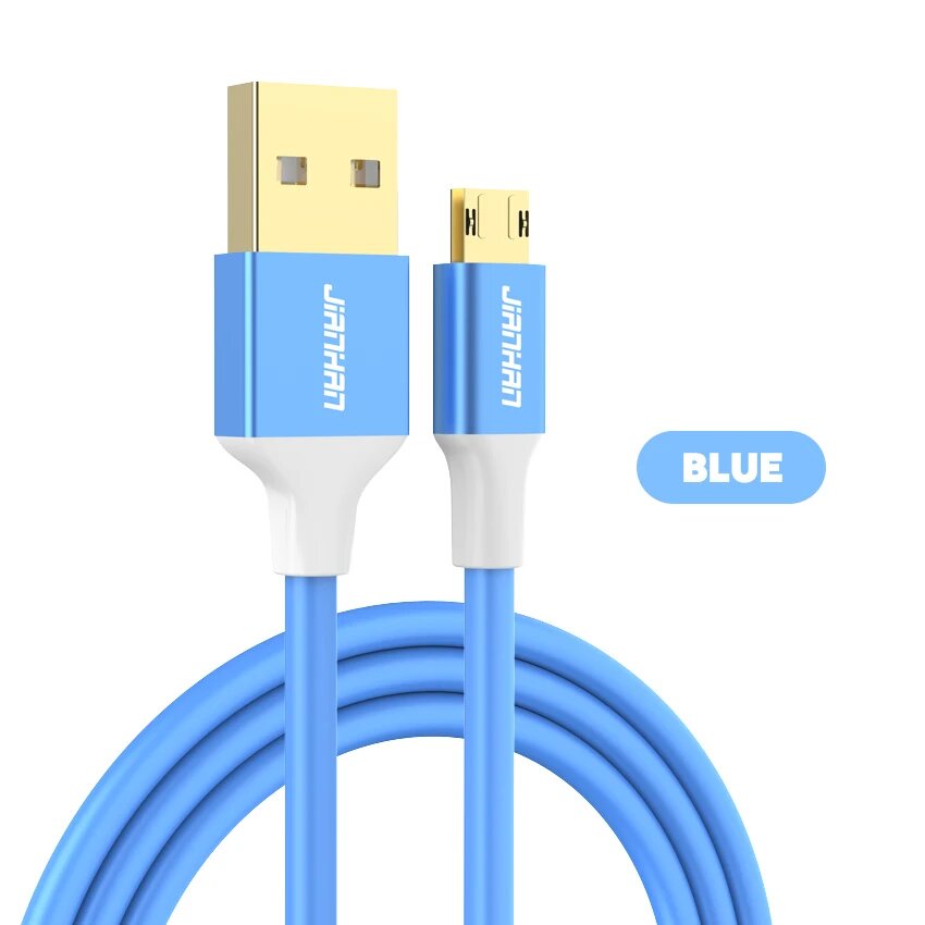 JianHan Micro USB-кабель, реверсивный 3A, быстрая зарядка для Samsung Xiaomi HTC LG, Android, USB-зарядное устройство, кабель для передачи данных, кабель для мобильного телефона 0,25 млн, Blue