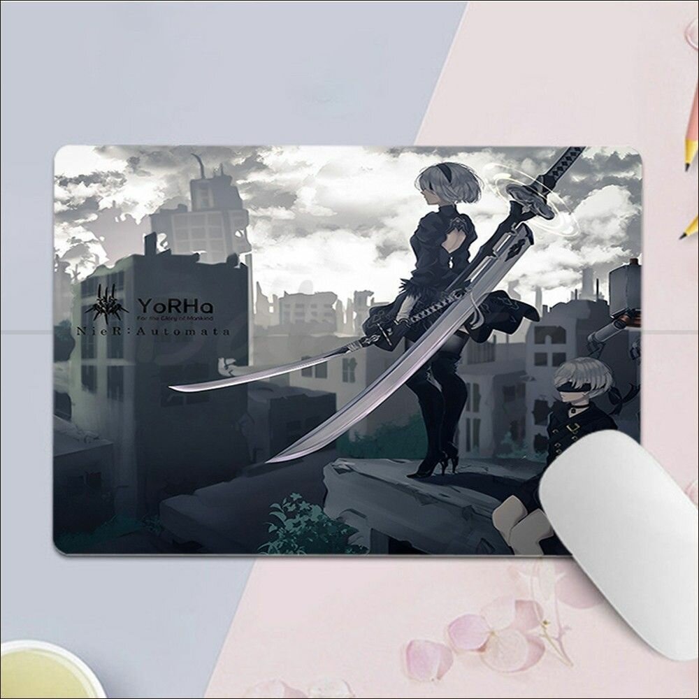 Аниме мультфильм 2B коврик для мыши XXL настольный коврик для ноутбука нескользящее настольное 900X400