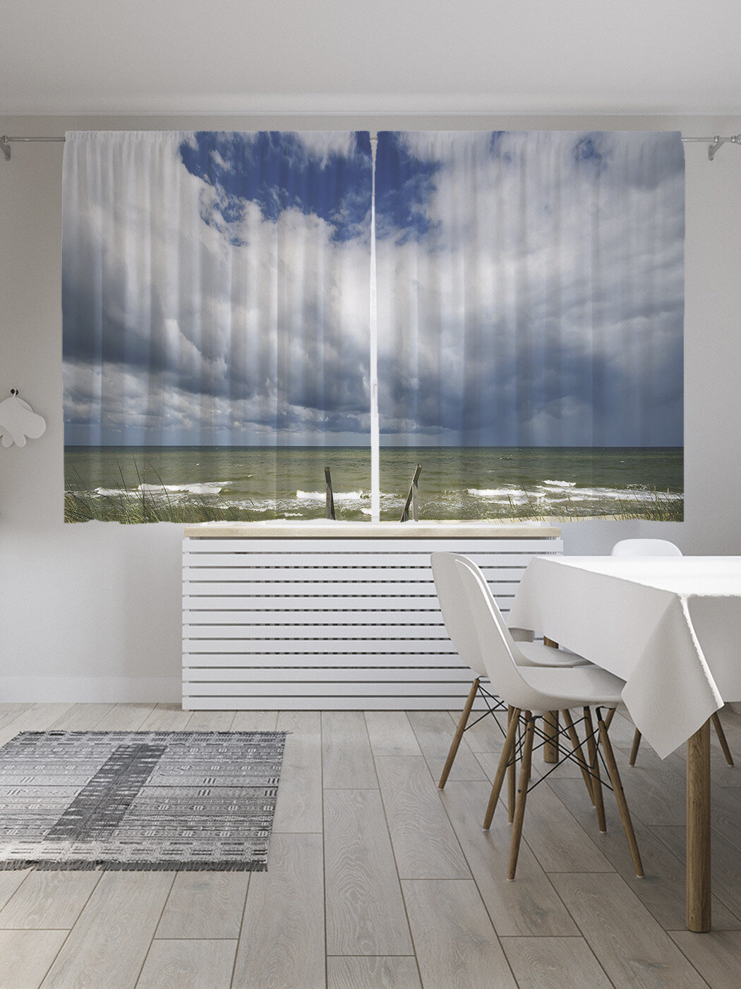 Фотошторы короткие "Спуск к морю", 2 полотна шириной по 145 см, высота 180 см, JoyArty