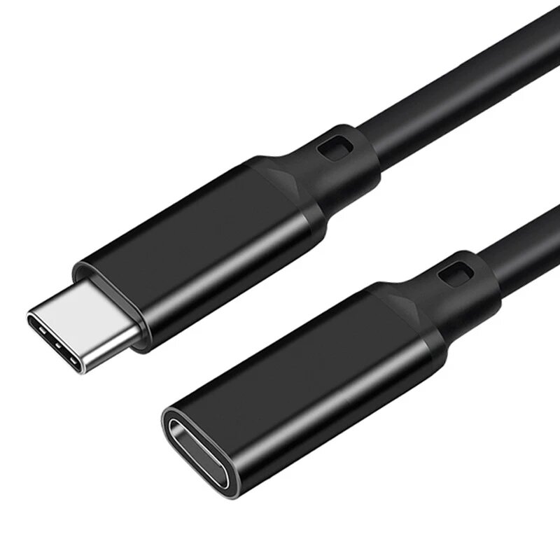 USB C удлинитель кабеля 10 Гбит/с 100 Вт для MacBook Pro Samsung Xiaomi 0,2 м, TPE Black