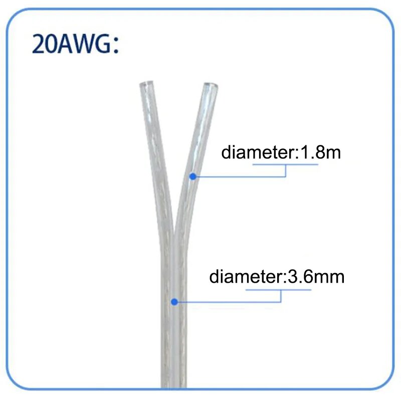 Медный электрический провод 28/26/24/22/20/18AWG, 2 ядра, прозрачный, для светодиодных лент 20AWG, 30 м