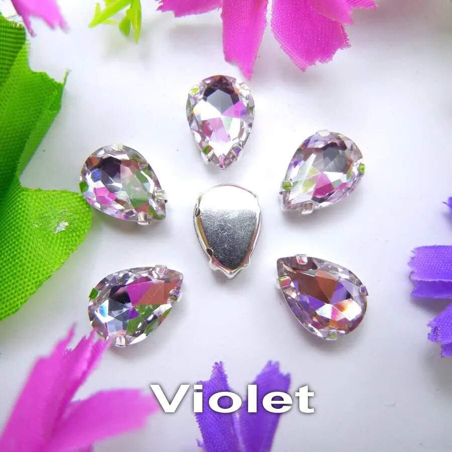 Стеклянные кристаллы SNCRYSTAL для декора Фиолетовый, 10x14mm 20pcs, A23 Violet