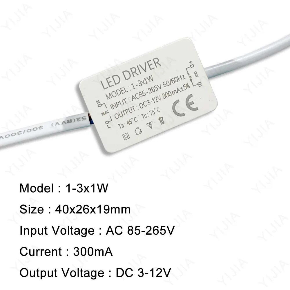 Светодиодный драйвер 220В 1-36Вт 1-3x1W-PC