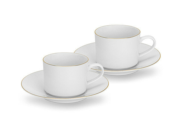 3669 FISSMAN Набор из 2 чашек FLOREE 240 мл с блюдцами (фарфор)
