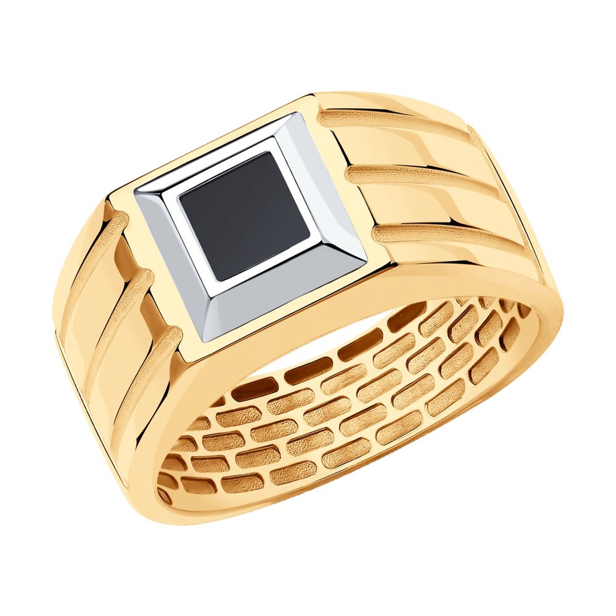 Печатка, красное золото, 585 проба, шпинель