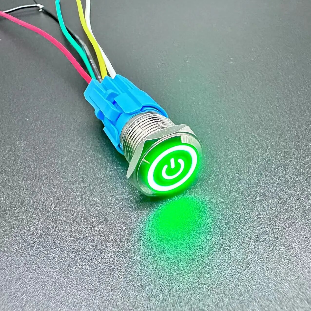 Водонепроницаемый светодиодный переключатель кнопки 22MM, Green symbol, Fixed self-locking, 110-220V