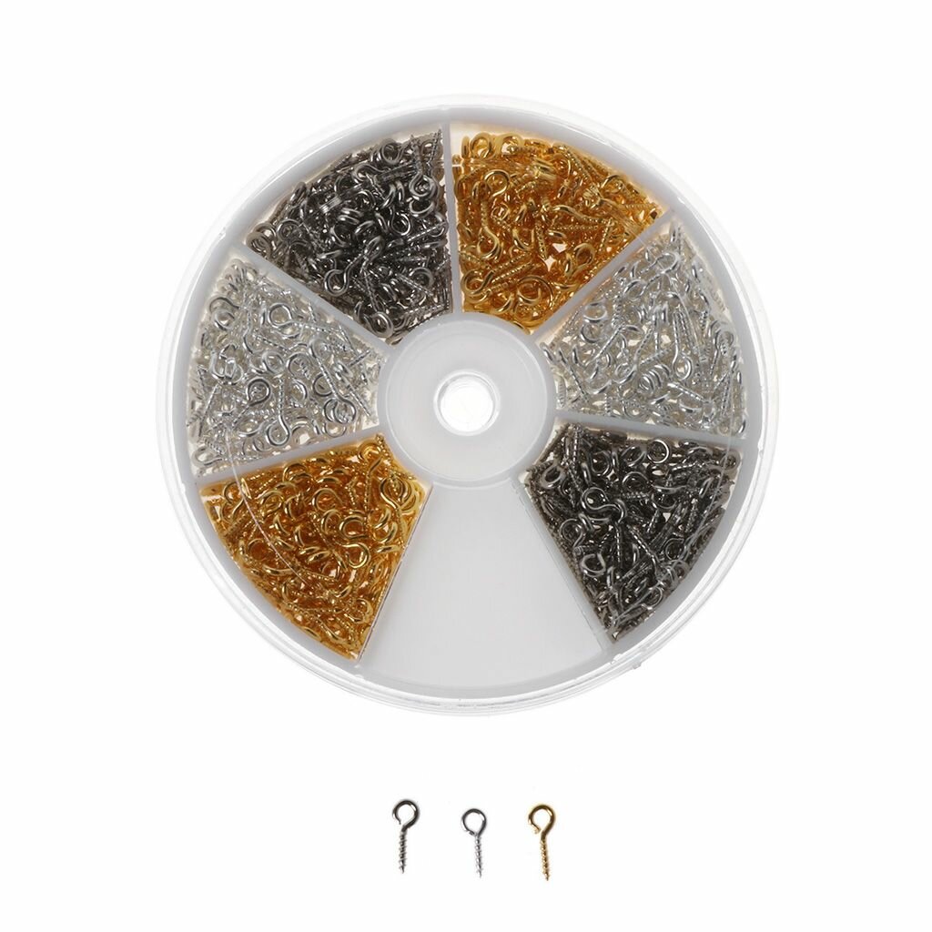 600 шт, крючки для глаз, маленькие винтовые булавки, люверсы с резьбой, серебряные застежки, винты изготовления ювелирных изделий