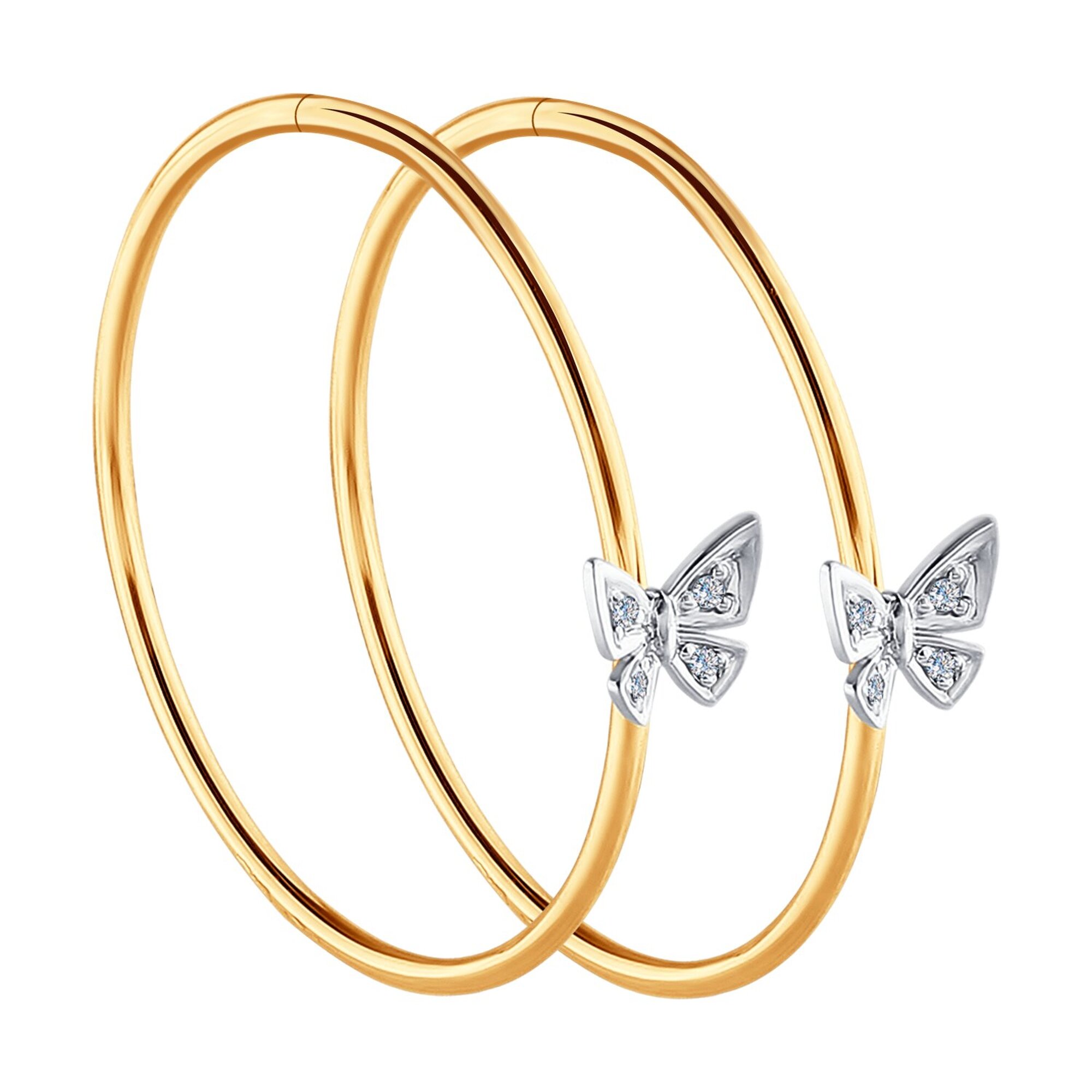 Серьги конго, красное золото, 585 проба, бриллиант