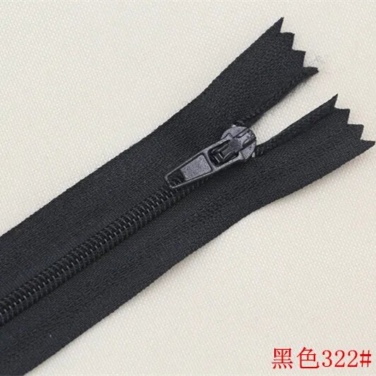 Нейлоновые молнии Zipp 10 шт, 12-60 см Черный, black number322, 15 cm