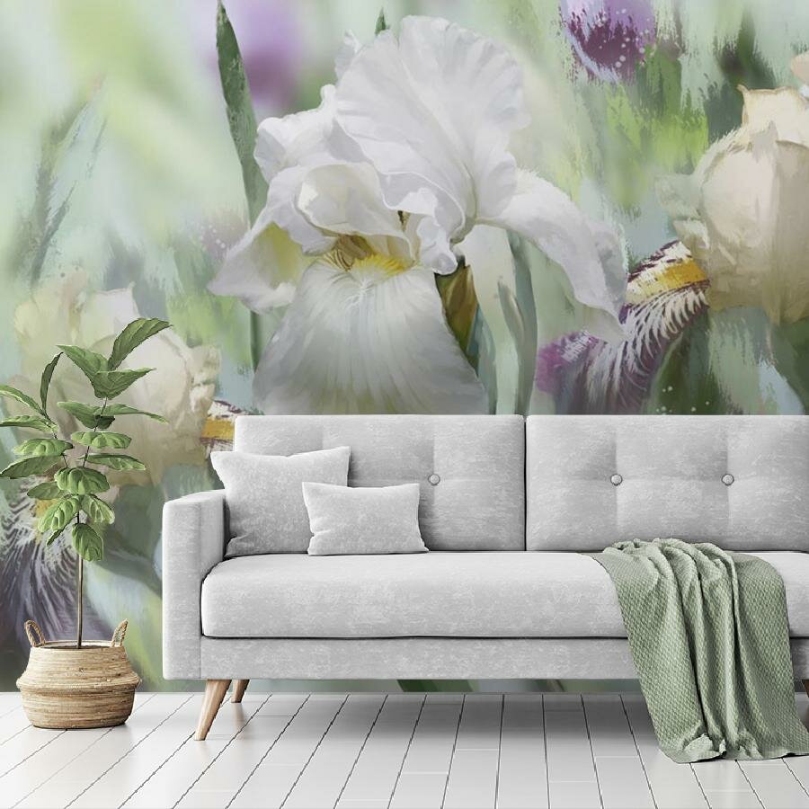 Фотообои Ирисы нежные 13-762-S-Холст 270 x 200 см (ВхШ) S, флизелиновые, влагостойкие обои