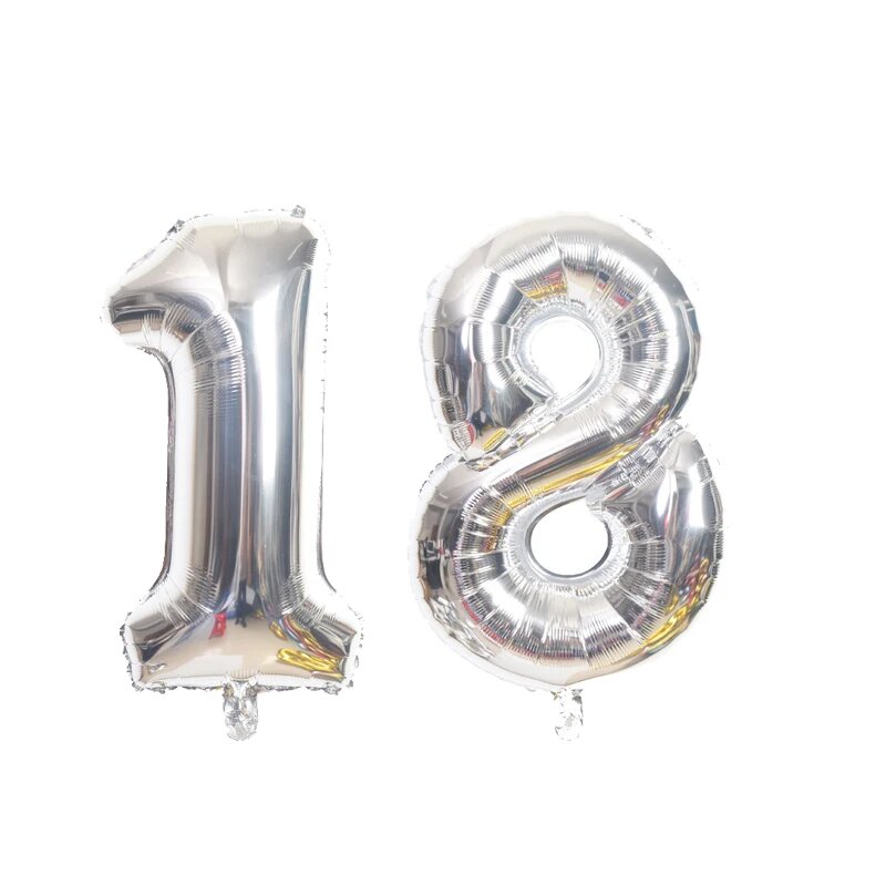 Фольгированный шар "18", серебряный, 40 дюймов