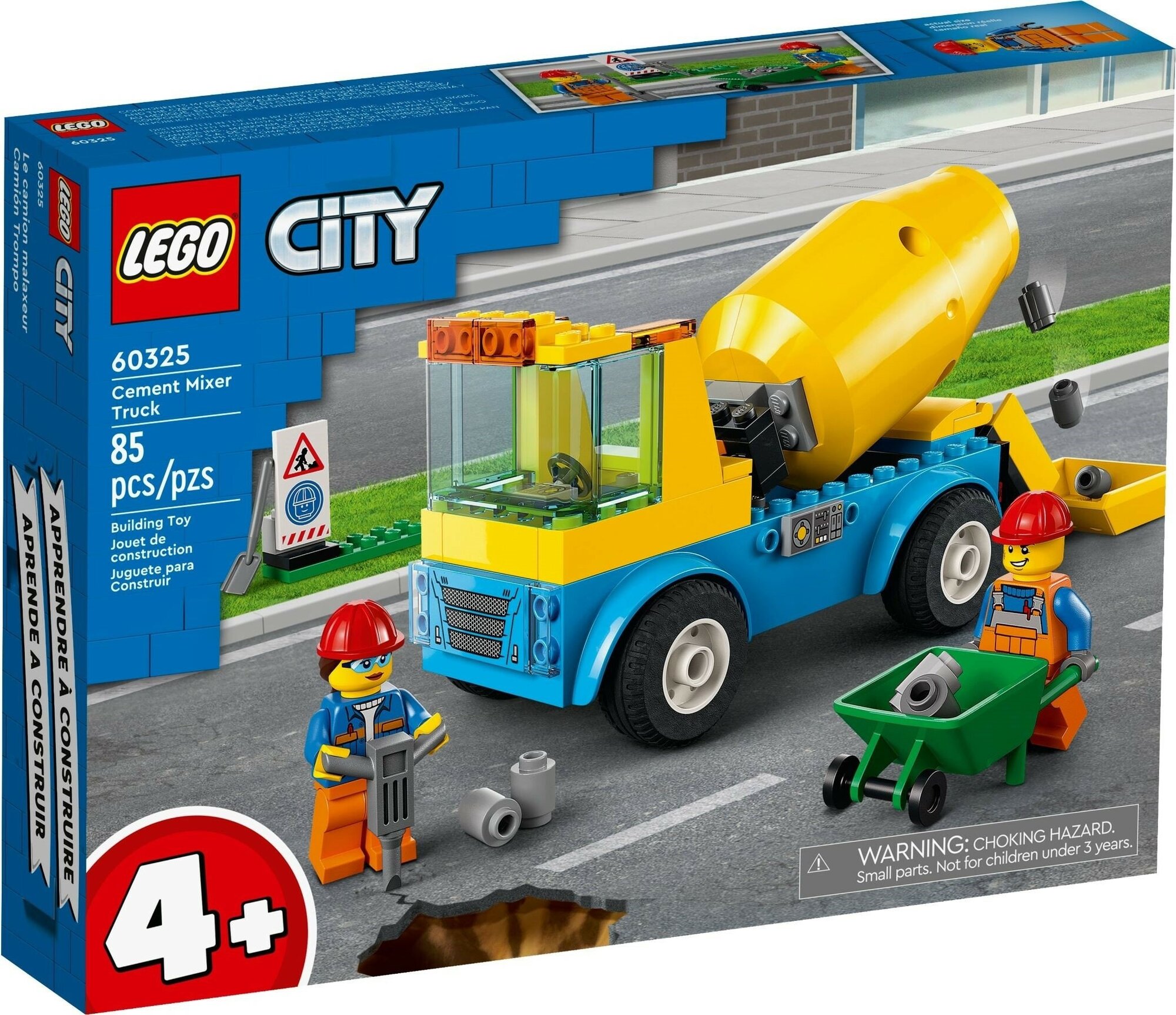 Конструктор LEGO City Бетономешалка 60325 (рекомендуемый возраст 4 лет, 85 деталей)