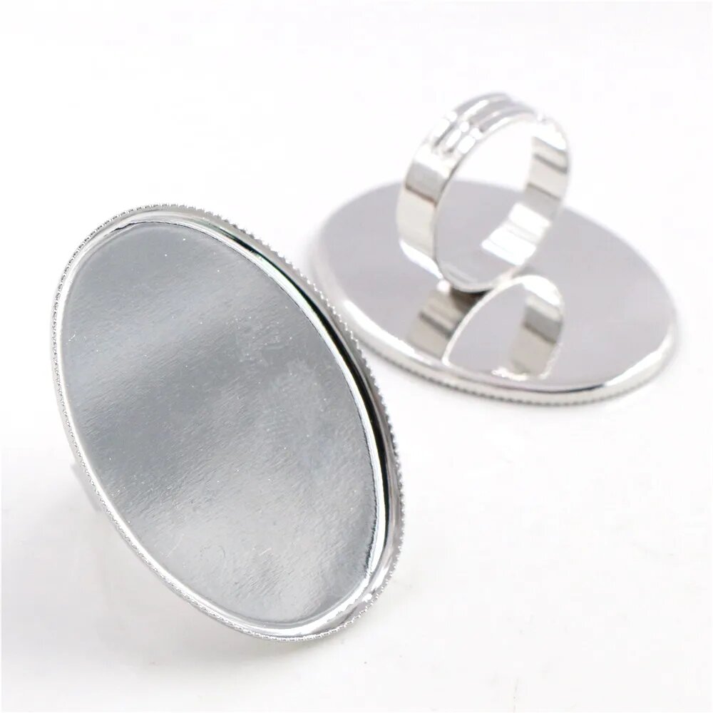 Регулируемые заготовки для колец из латуни Wadsfred Серебряный, 18x25mm 10pcs, Rhodium