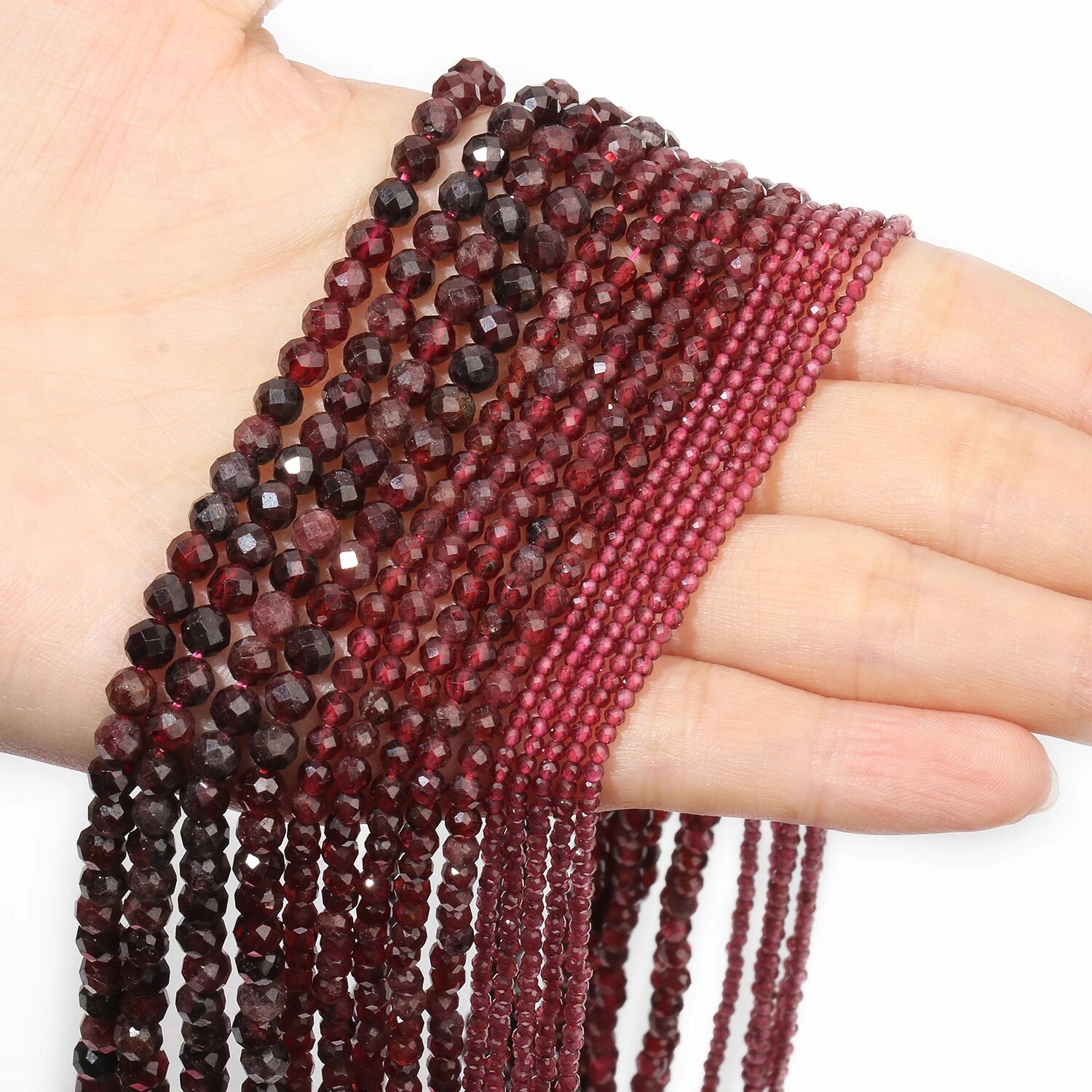 Куoyu натуральный граненый цитрин бусины 2 3 4 мм Бордовый, 2mm about 170pcs, Dark Red Garnet