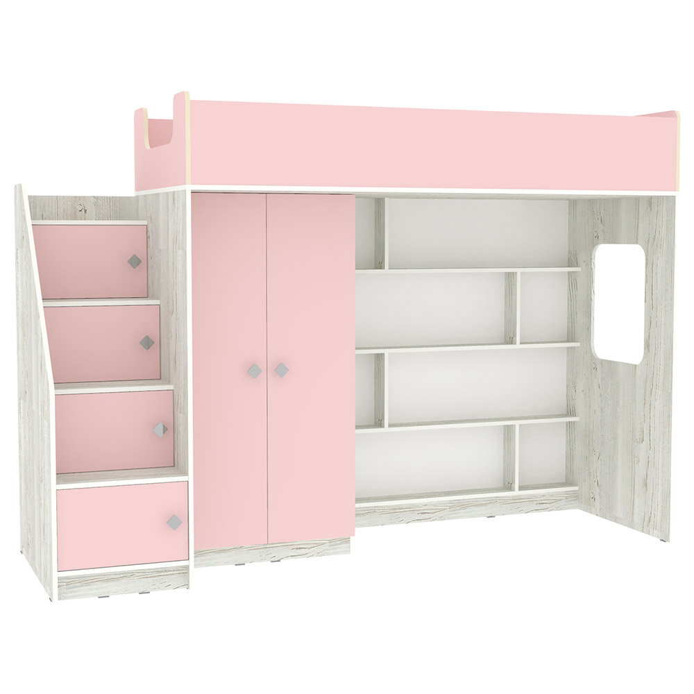 Кровать чердак Л-A602.3 75х190 Винтерберг Розовый