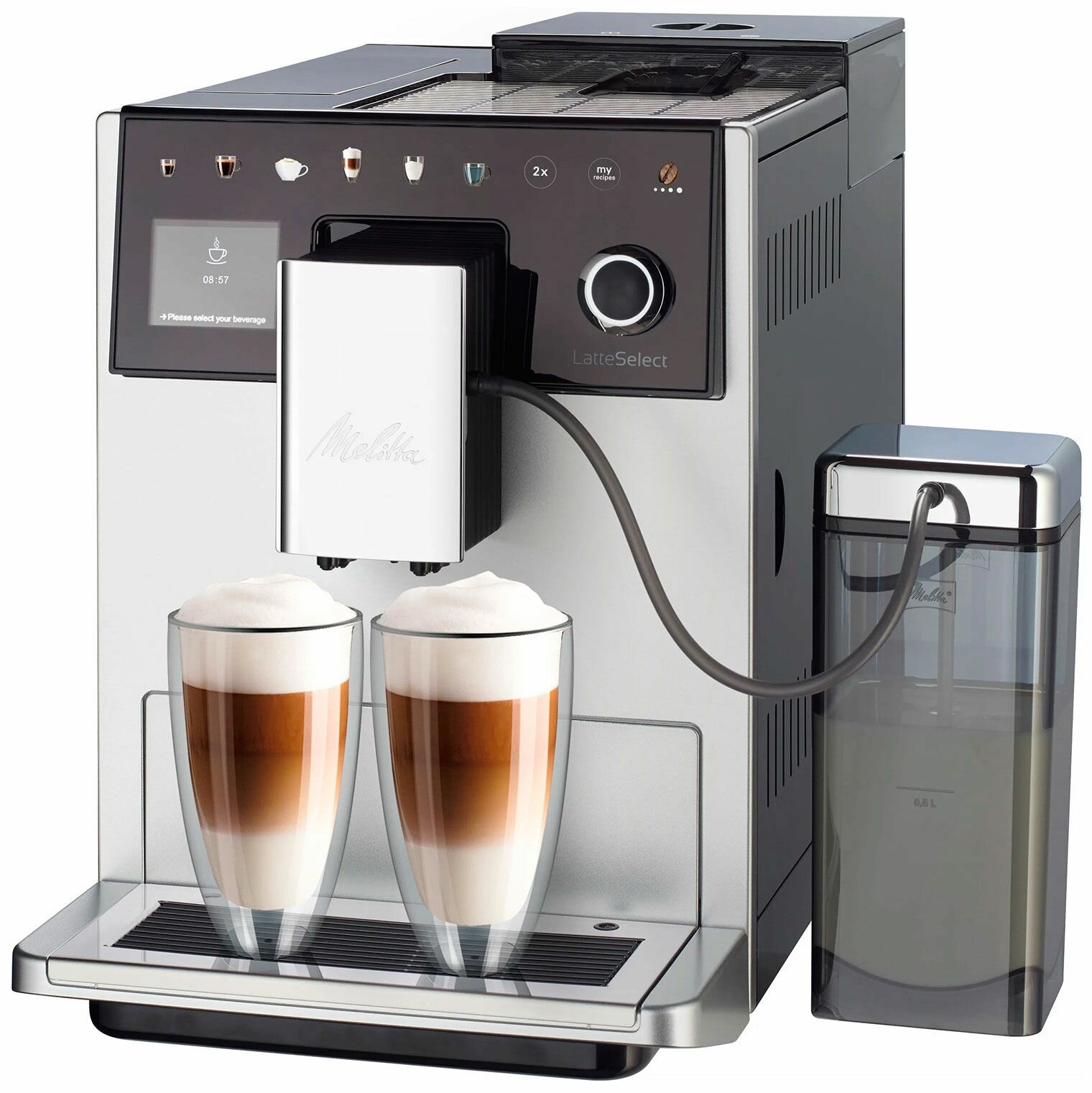 Кофемашина автоматическая Melitta Caffeo F 630-201 LatteSelect, серебристый