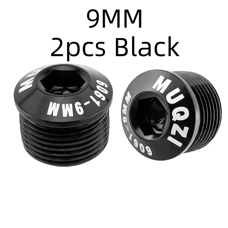 MUQZI Болты для педалей велосипеда алюминиевые M14x5/6.5/9 мм Черный, 9mm Black