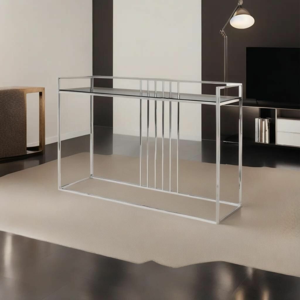 Консольный столик SEOUL 1400х875х280мм (хром/стекло серое графит)