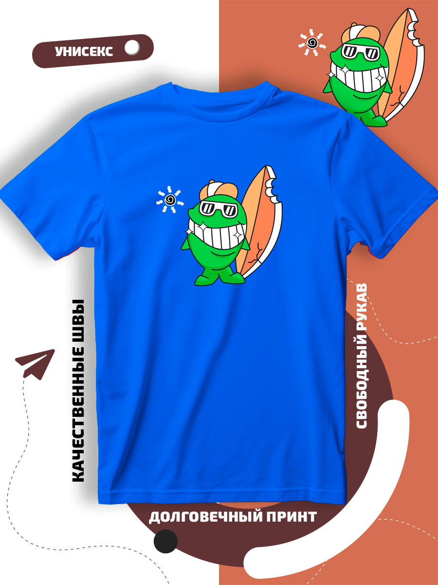 Футболка с принтом акулой серфинг