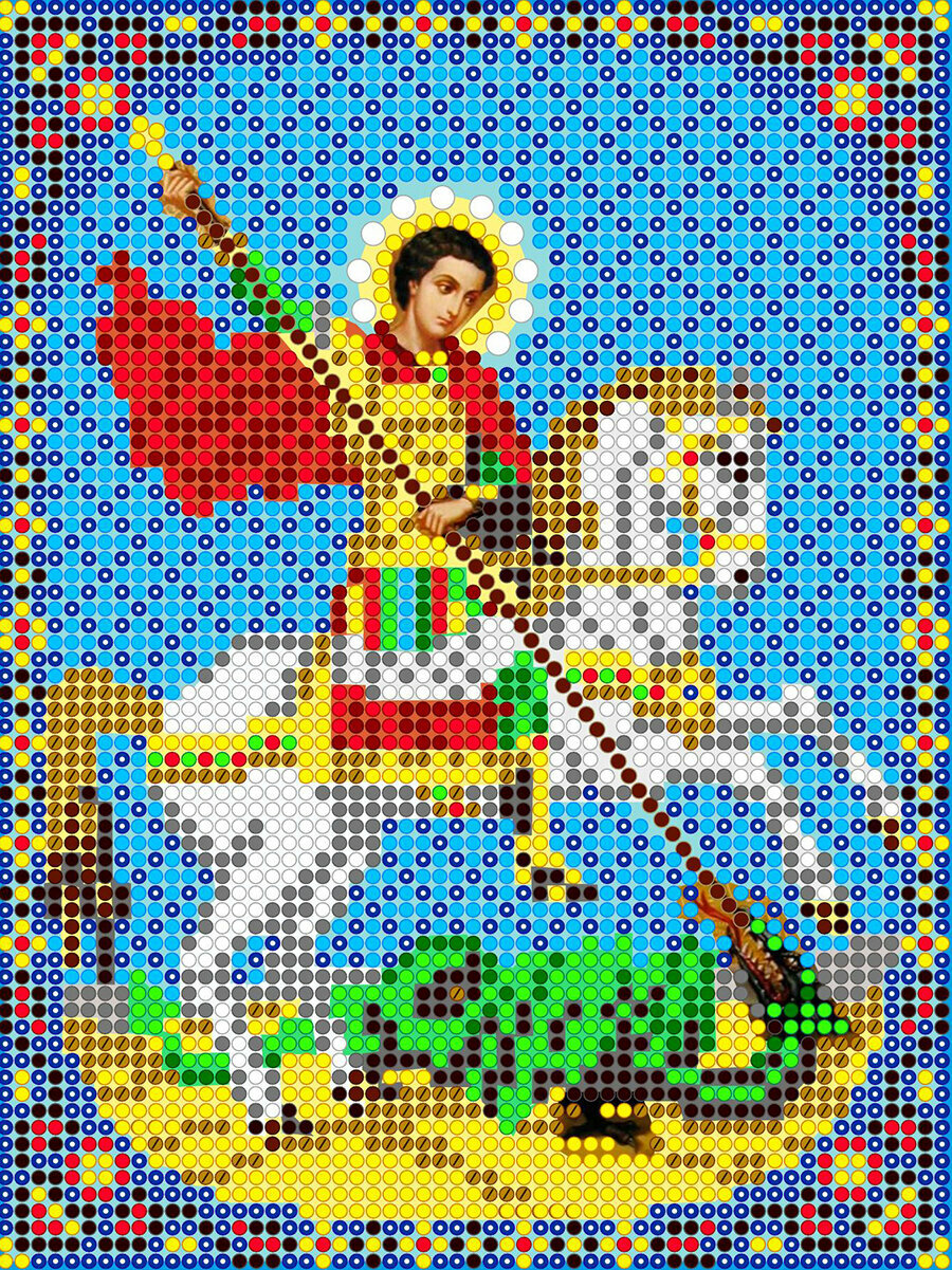 Алмазная мозаика Диамант икона Святой Георгий 17*23 см, без подрамника