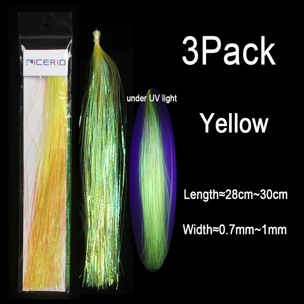 ICERIO Гофрированные вспышки для вязания мушек рыбалки 3pack Yellow