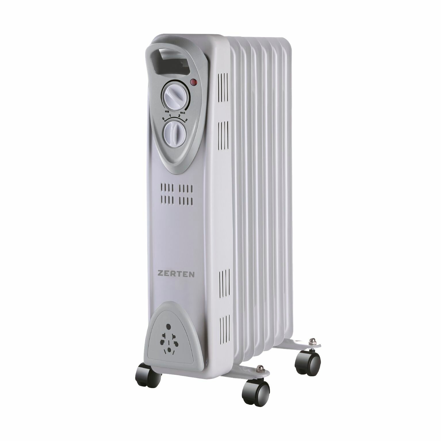Масляный радиатор Zerten MRS-15, 1500Вт, напольный, колеса, белый