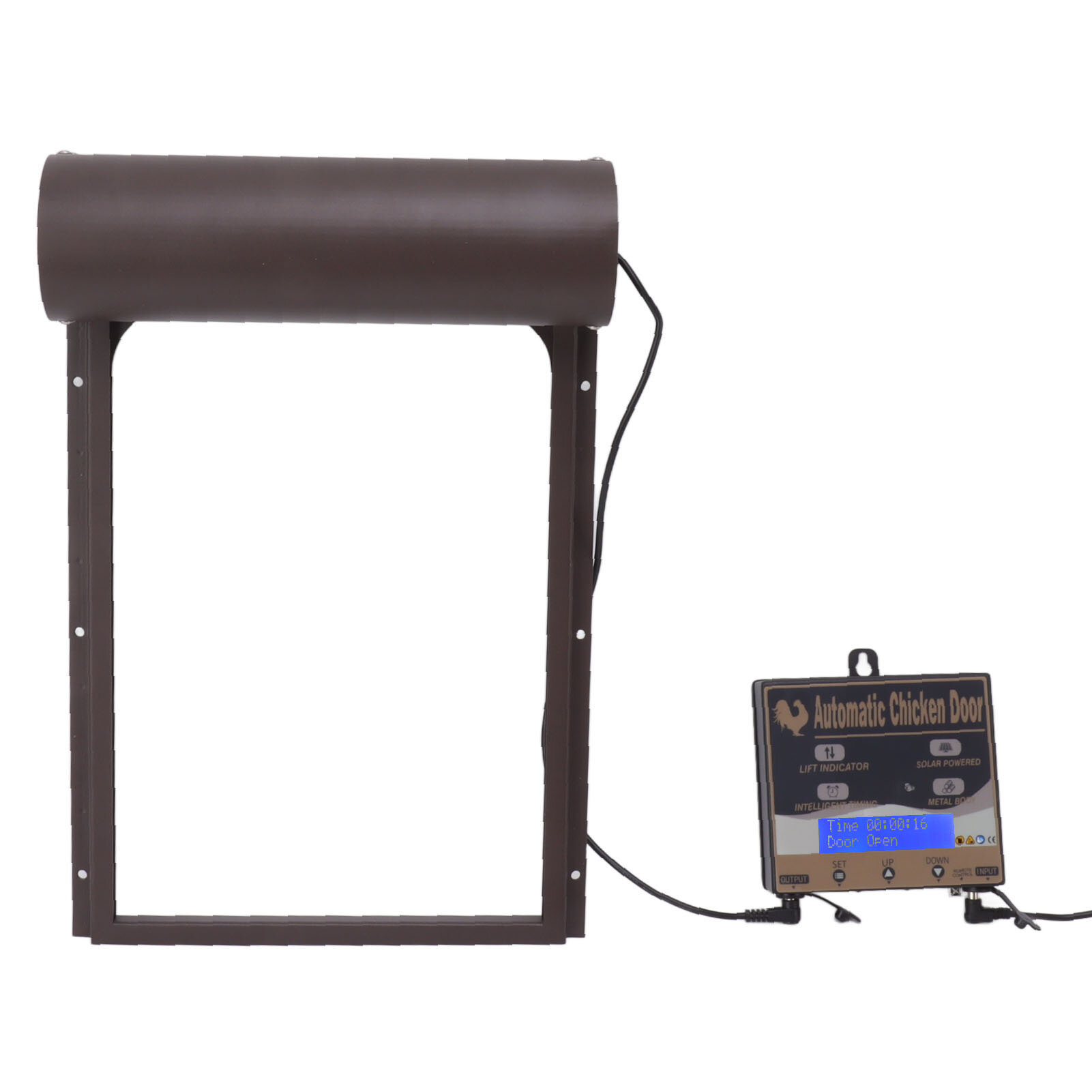 Автоматическая дверь курятника с датчиком света и таймером, пульт дистанционного управления Дверца курятника 3 в 1 для племенной фермы 100–240 В Коричневая вилка стандарта США 100–240 В