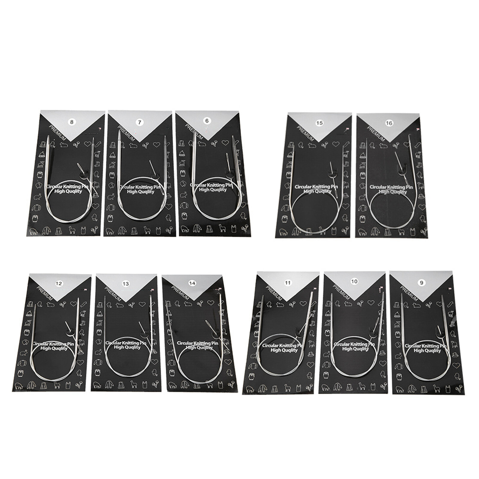 Набор круговых спиц разных размеров 43-65-80 см, 11 спиц для плетения свитеров ручной работы для вязания спицами и крючком