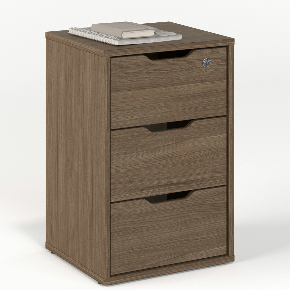 Прикроватная тумба, Мини-комод, Комод с 3 ящиками, Офисный комод с замком МагМебель Б-02 ясень шимо тёмный