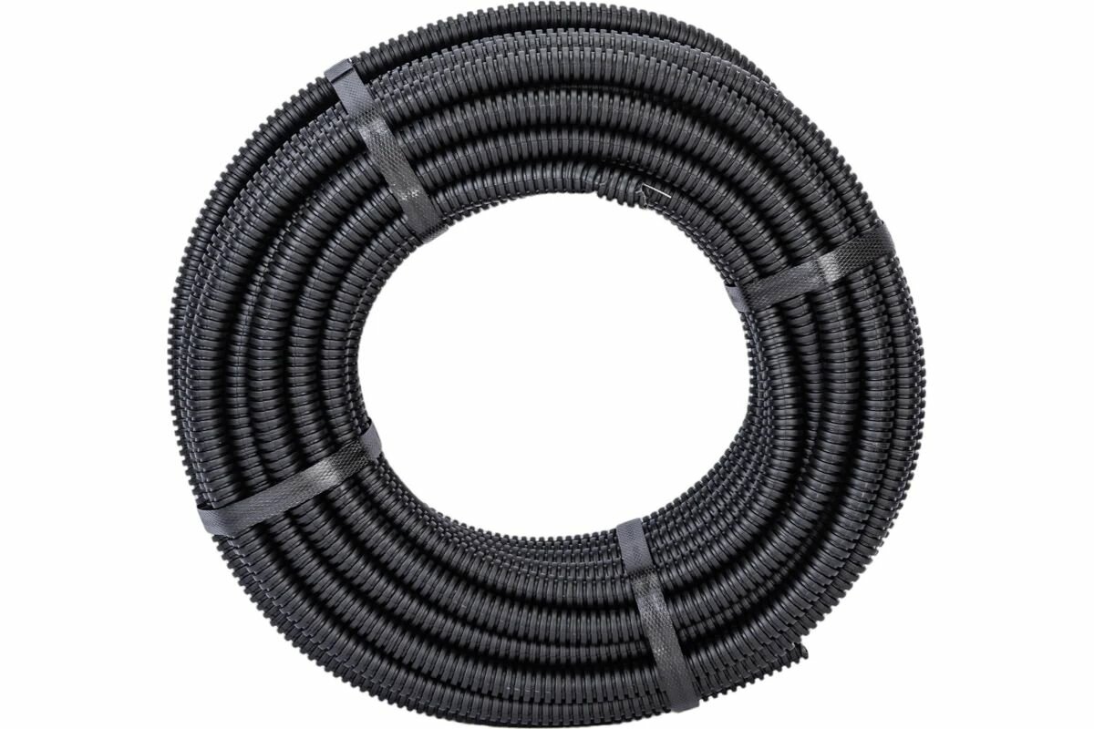 Гофрированная труба Рувинил ПНД d16мм легкая с протяжкой черный 20м 21601(20)