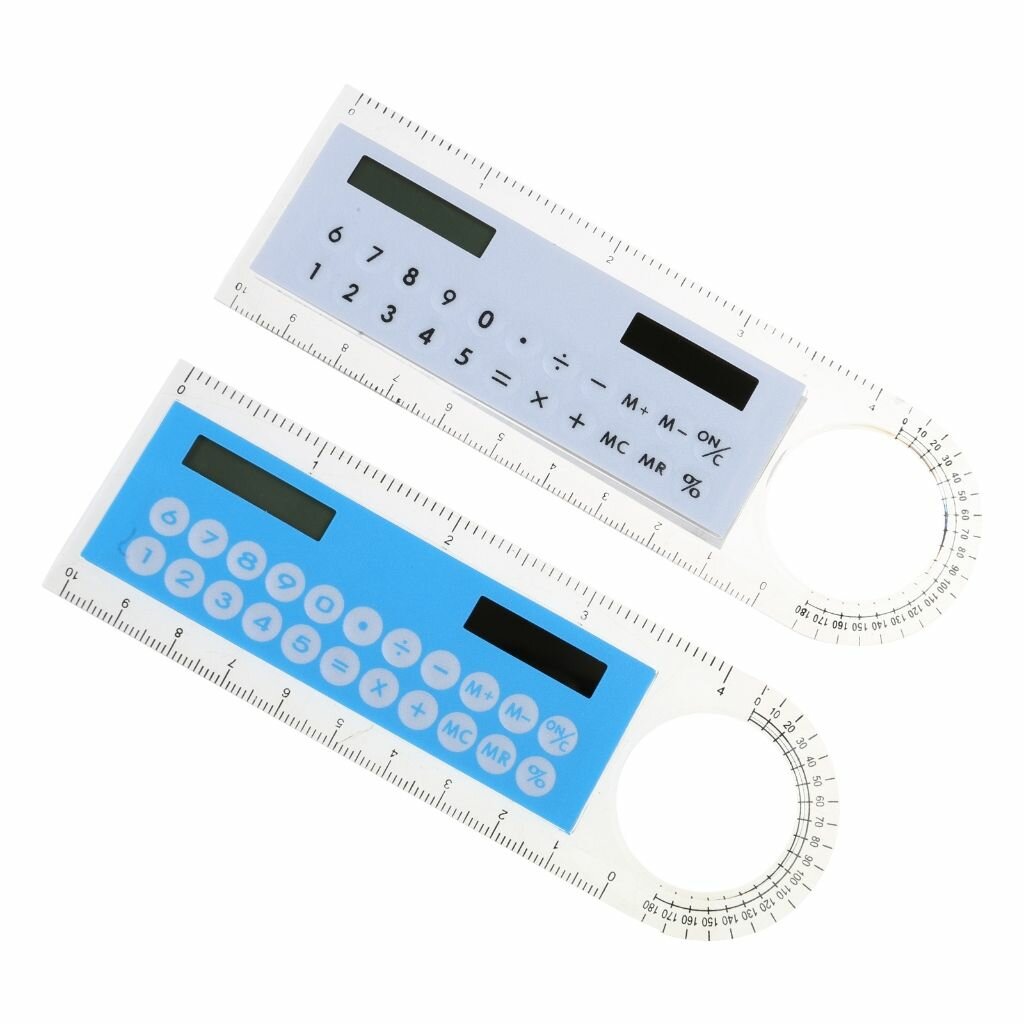 Калькулятор с линейкой, лупой и транспортиром