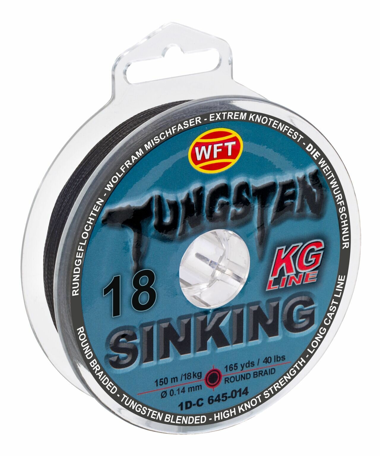 Леска плетёная, шнур WFT KG TUNGSTEN SINKING Black 150/014
