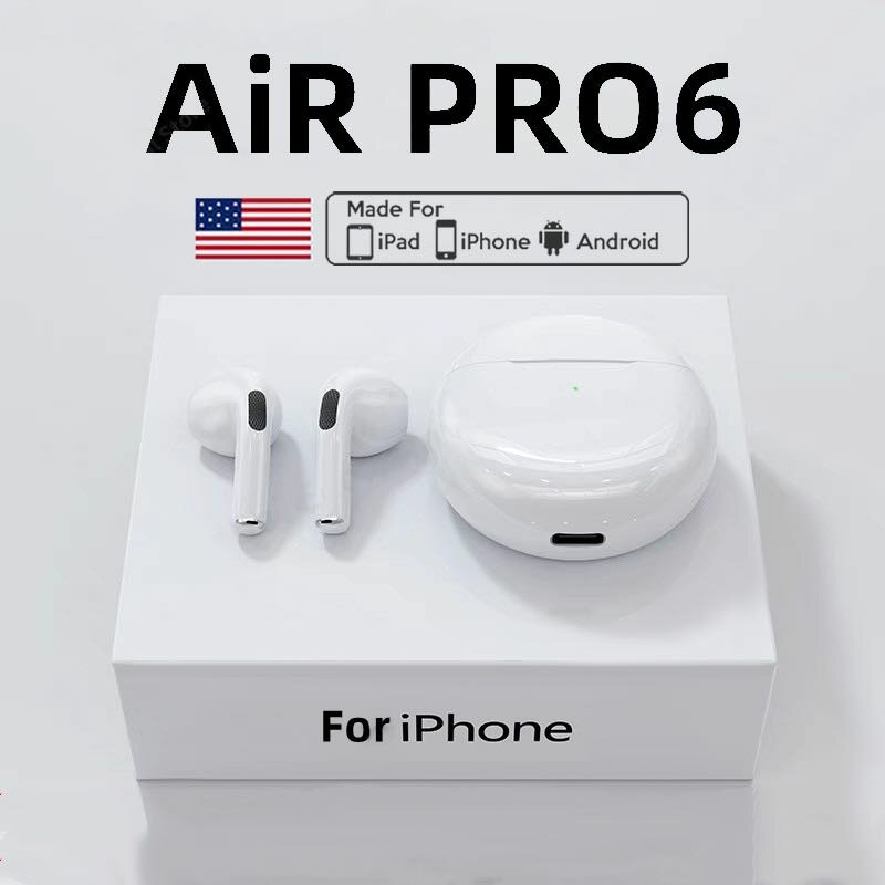 Беспроводные наушники TWS Air Pro 6 Bluetooth с микрофоном, сенсорным управлением, мини-гарнитура Hifi, оригинальные вод