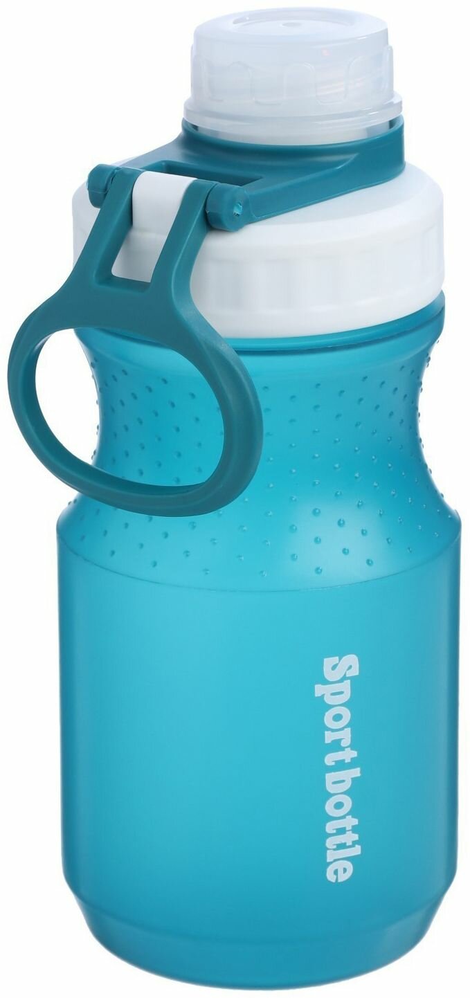 Бутылка для воды многоразовая, пластиковая прозрачная, объем 380 мл, с подвесом и крышкой, 15.6 х 7.3 х 6.7 см, цвета микс